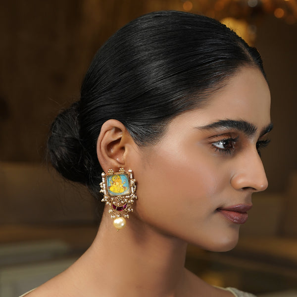 Pichwai Ekantika 22k Gold Plated Earring – Art Karat India
