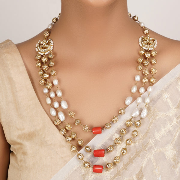 22k Gold Plated Divyam Vinora Necklace Set – Art Karat India